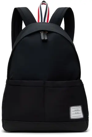 THOM BROWNE ブラックリュック Thom Browne Poly Twill Multipocket Backpack - 001 Black | Editorialist